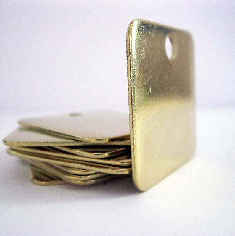 10 MEDIUM Square Brass Blank Tags 1-1/4" Inch - 18 Gauge - Etsy