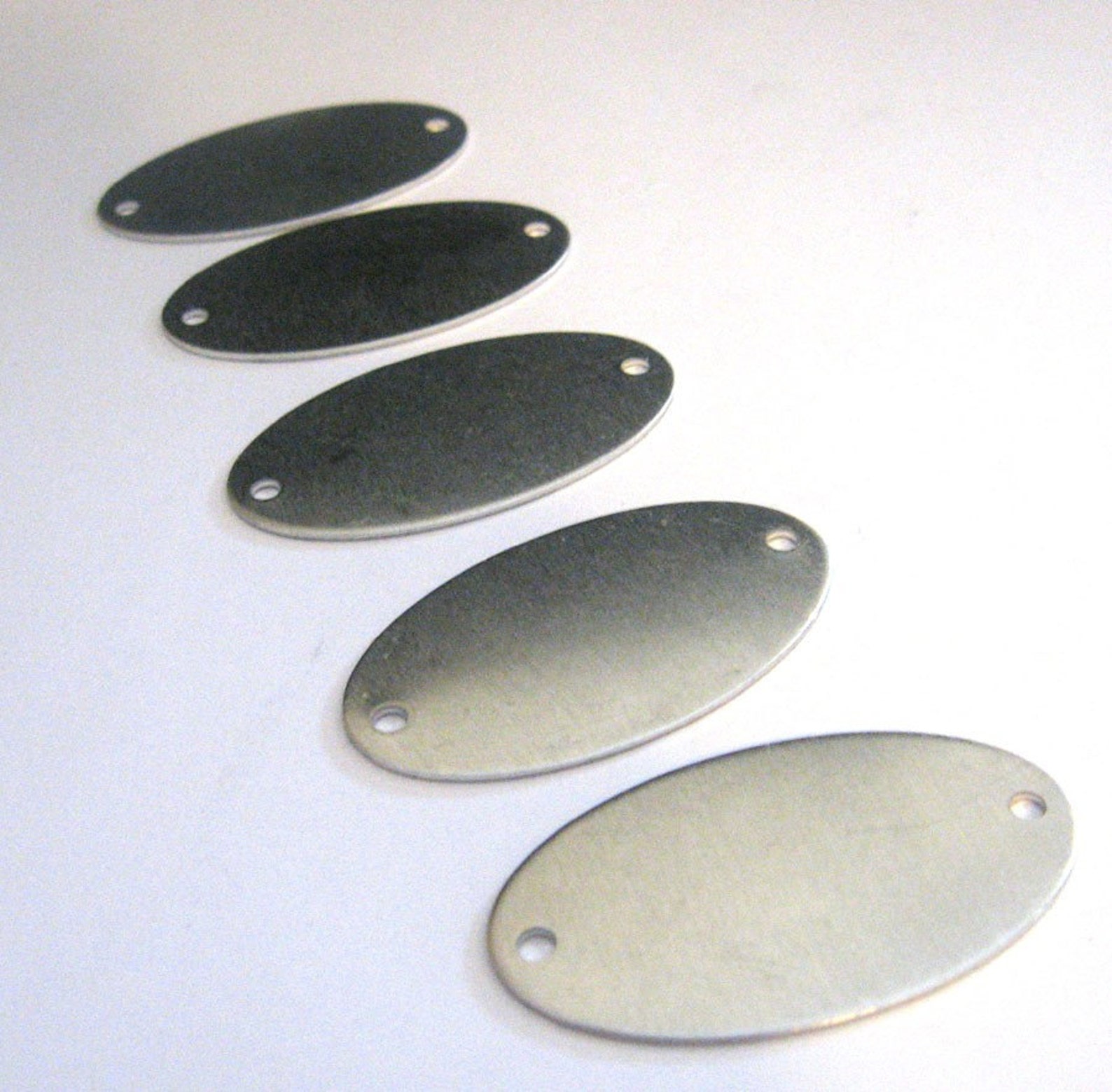 LARGE Oval aluminum blank tag 2 wide double hole | Etsy