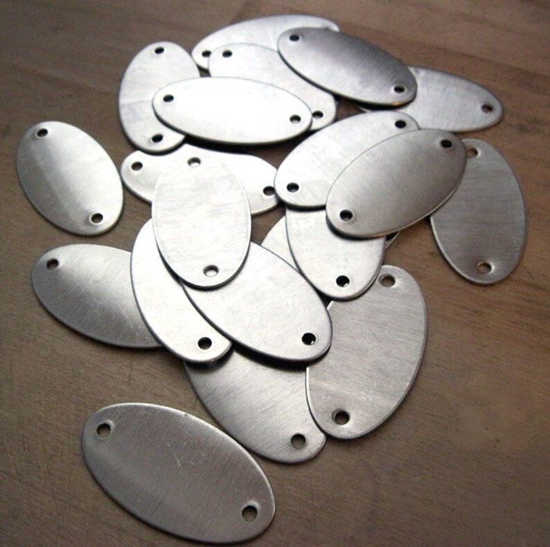 MEDIUM Oval Aluminum Blank Tags 1 X 1 7/8 Double - Etsy