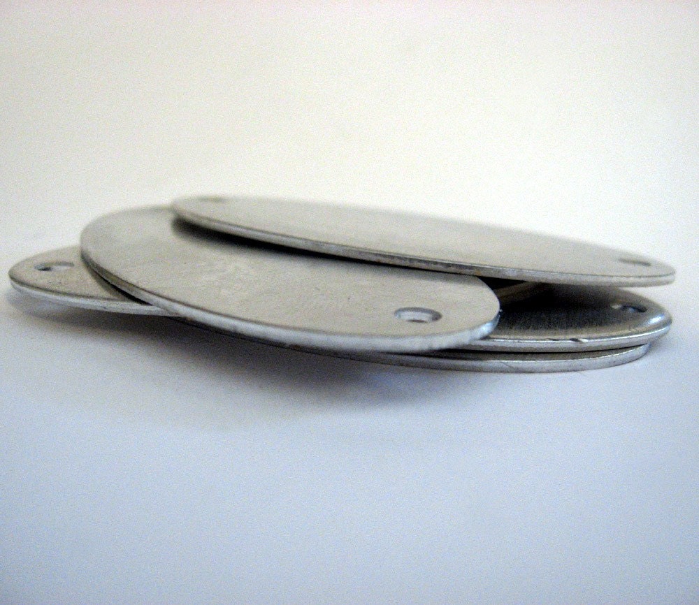 LARGE Oval aluminum blank tag 2 wide double hole | Etsy