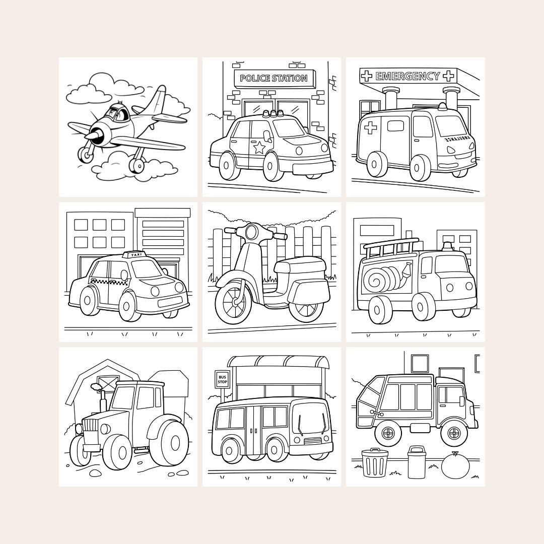 Car Coloring Pages Transportation Printable Coloring Pages for Kids ...