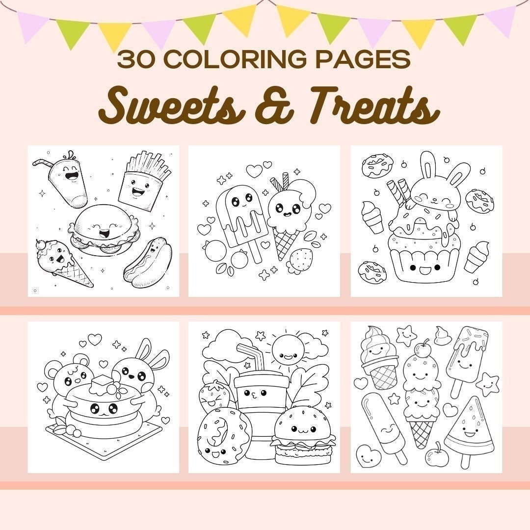 Cute Dessert Coloring Books Printable, Food Sweets & Drink Coloring ...