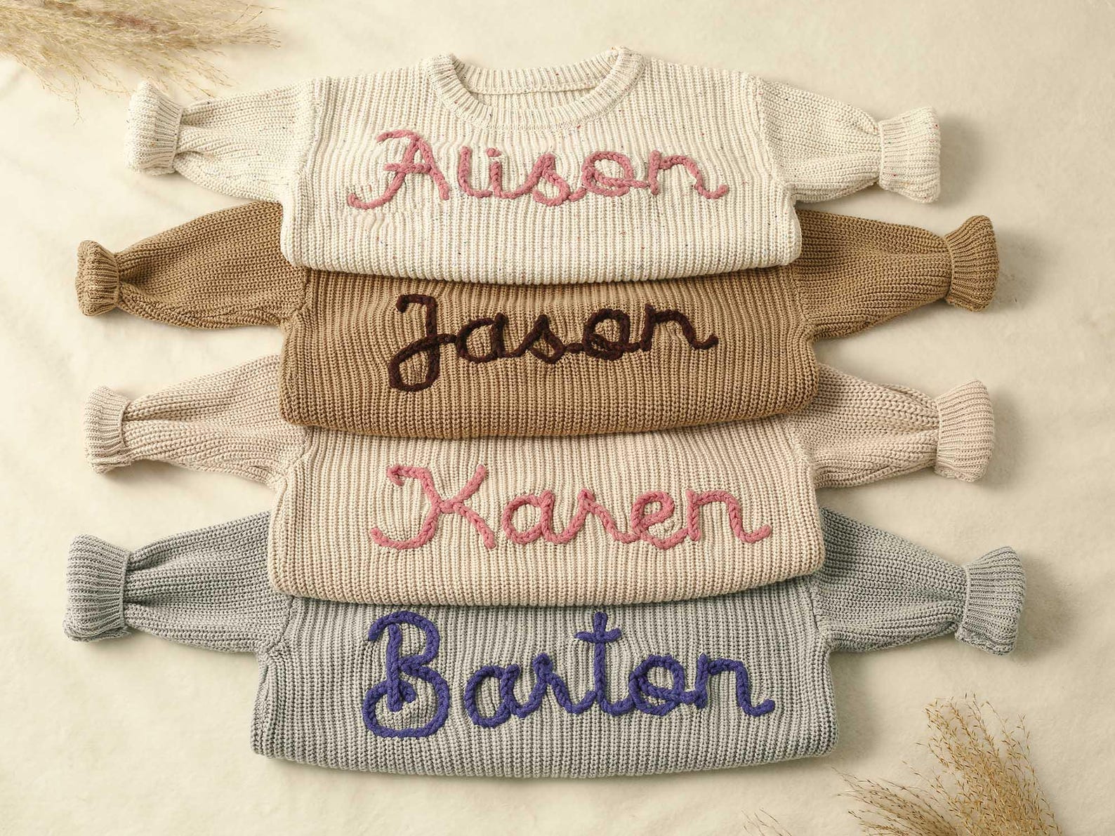Personalized Hand Embroidered Name Baby Sweater, Custom Baby Name ...