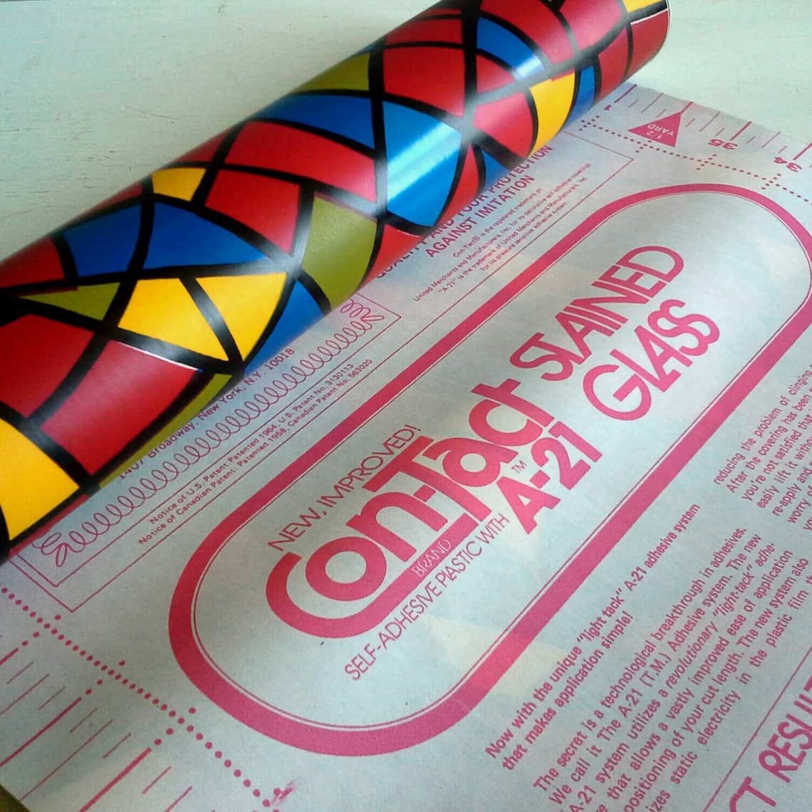 Retro Roll 1974 Stained Glass Contact Paper Translucent Blue | Etsy