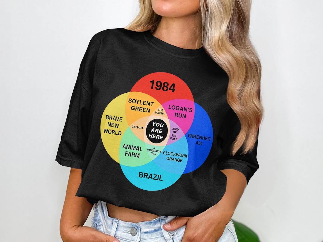 Dystopian Literature T-shirt: Venn Diagram Design, Sci-fi Book Lover ...