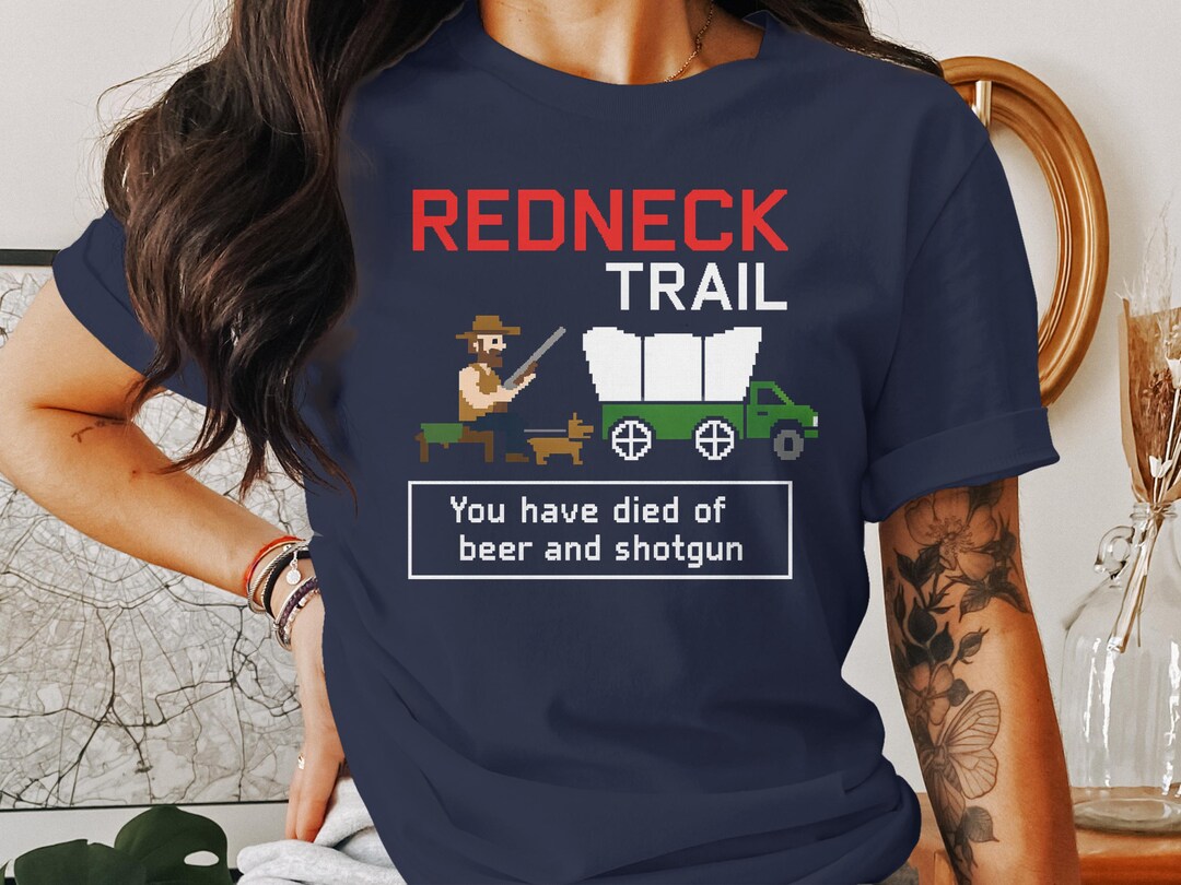 Redneck Trail T-shirt, Funny Pixel Art Shirt, Beer and Shotgun Shirt ...