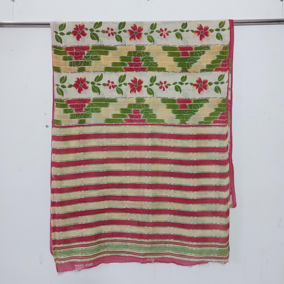 Indian Traditional Cotton Recycled Sari Craft Floral Unique Ethnic ...