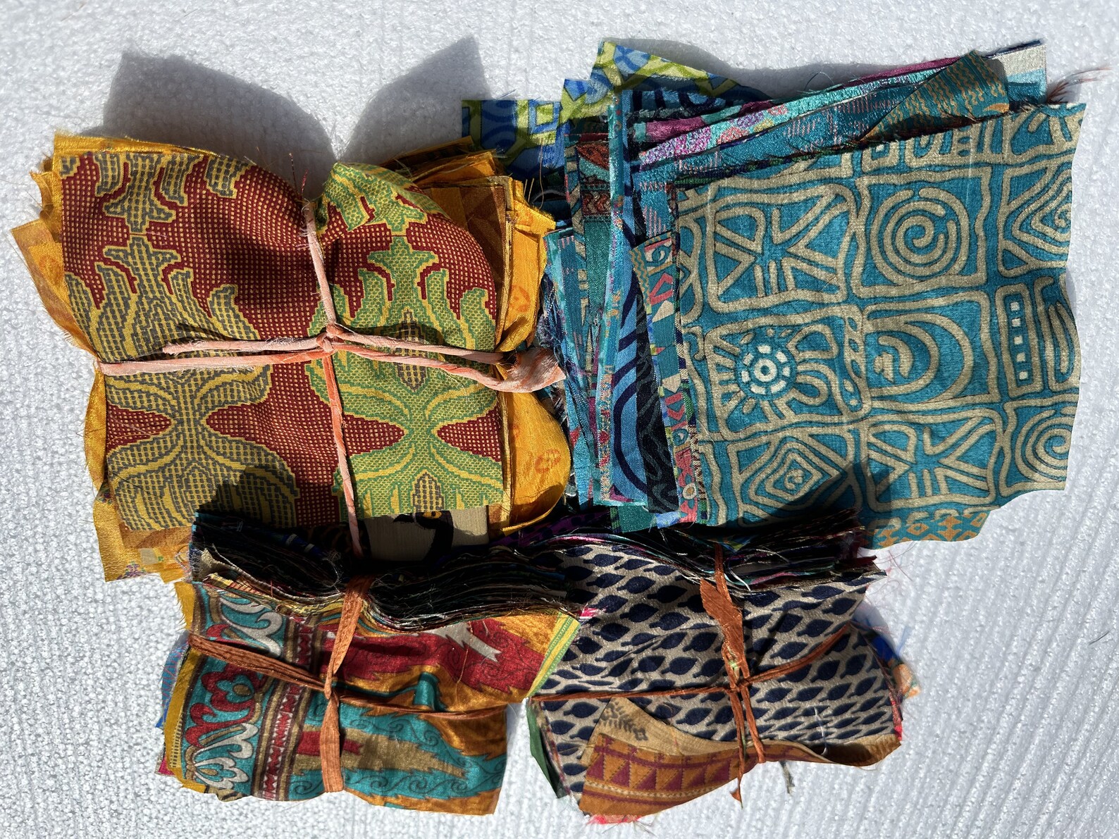 Mix Lot of Recycled Old Vintage Silk Sari Remnants, Silk Sari Scraps ...