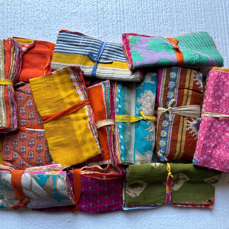 Sari and Kantha Scraps - Etsy UK