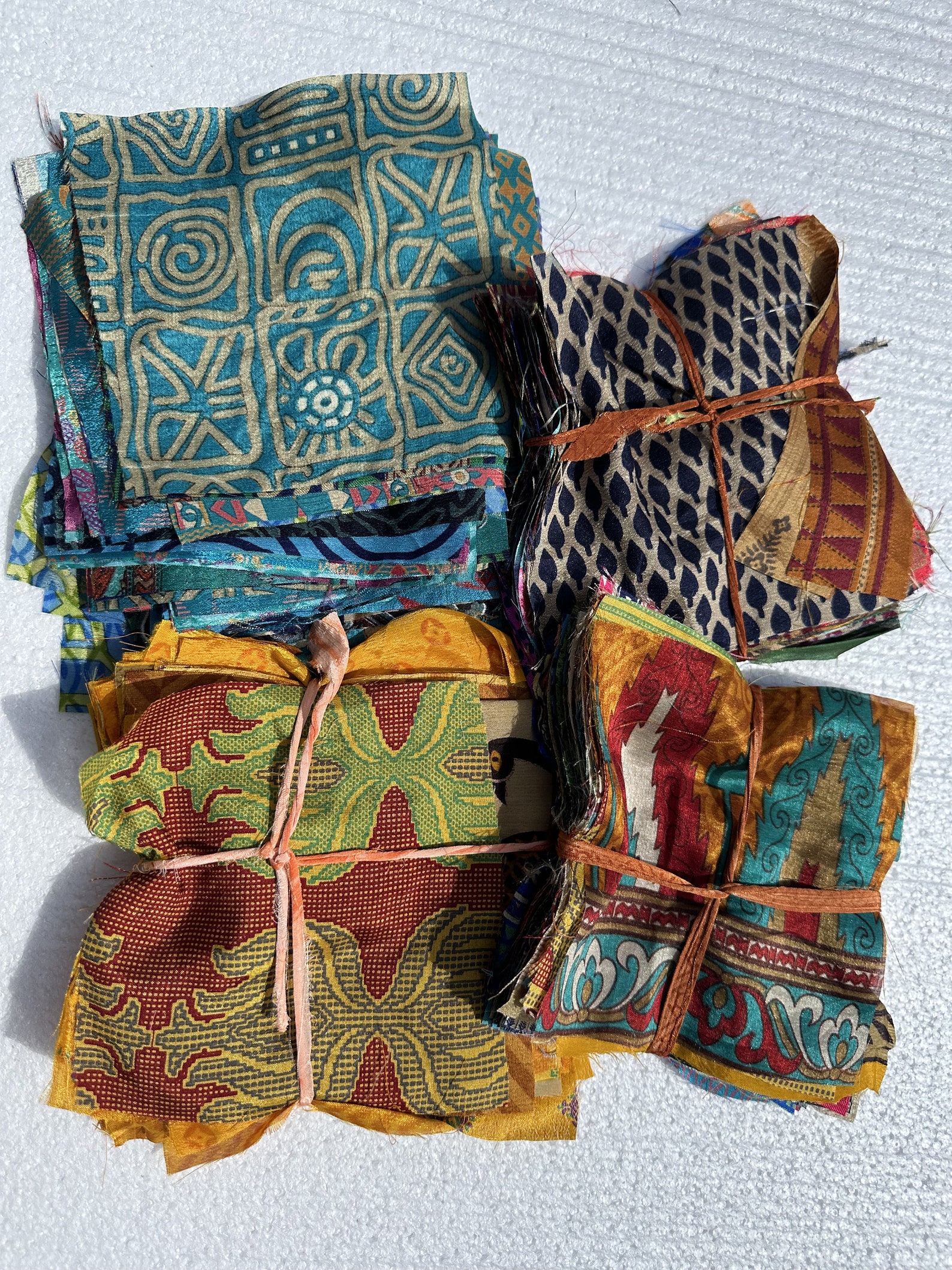 Mix Lot of Recycled Old Vintage Silk Sari Remnants, Silk Sari Scraps ...