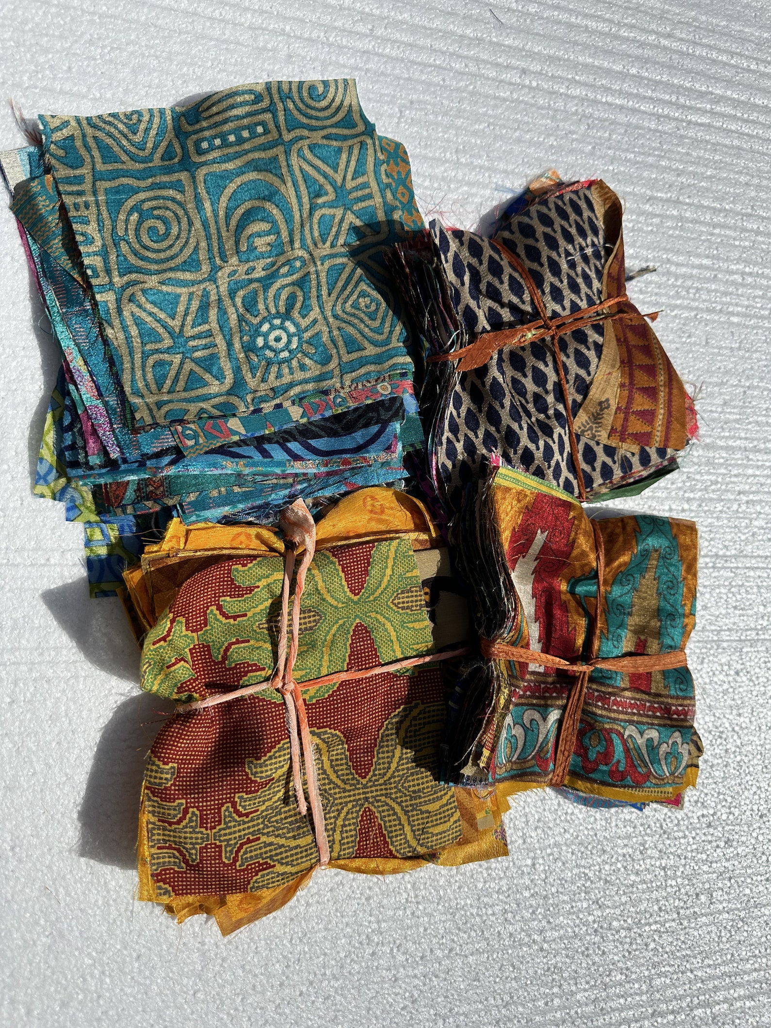 Mix Lot of Recycled Old Vintage Silk Sari Remnants, Silk Sari Scraps ...