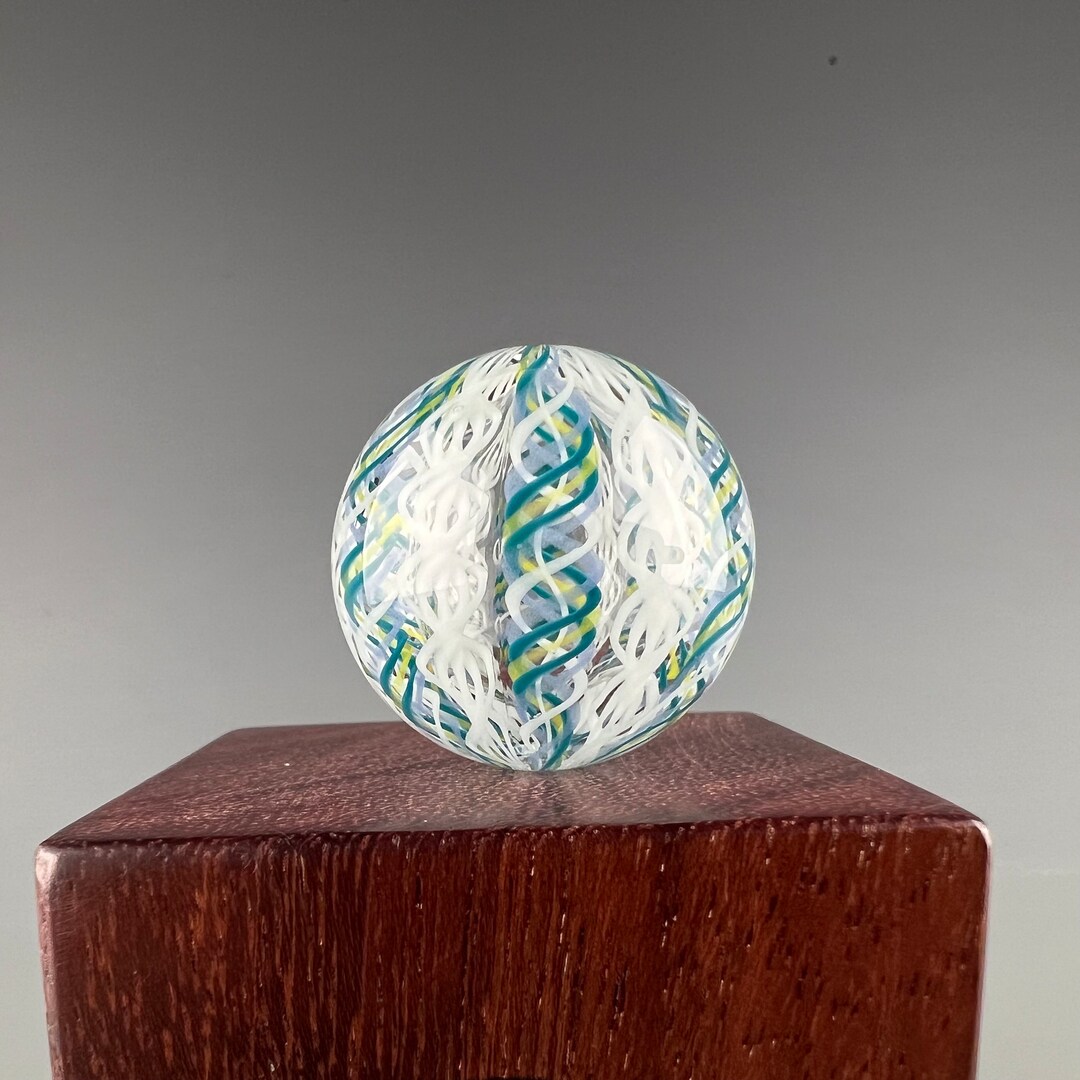 Ballotini/blue-green Zanfirico Sphere - Hollow Blown Borosilicate Glass ...