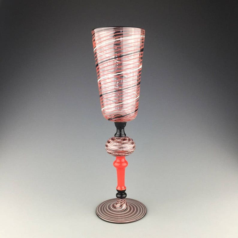 Harlequin Reticello Glass Goblet by Beau Barrett wine Water - Etsy