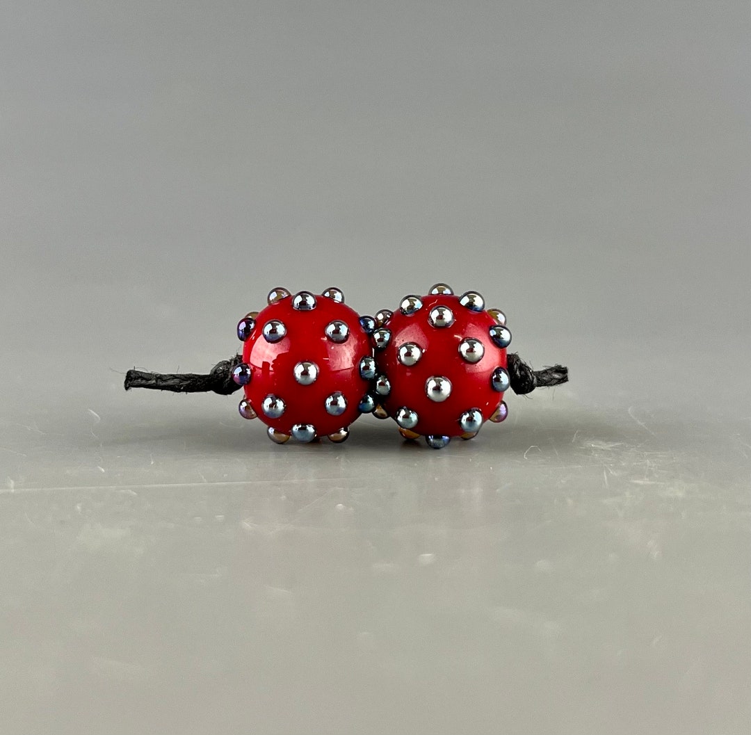 Bumpy Red Bling Lampwork Glass Bead Pair by Shani Barrett - Etsy