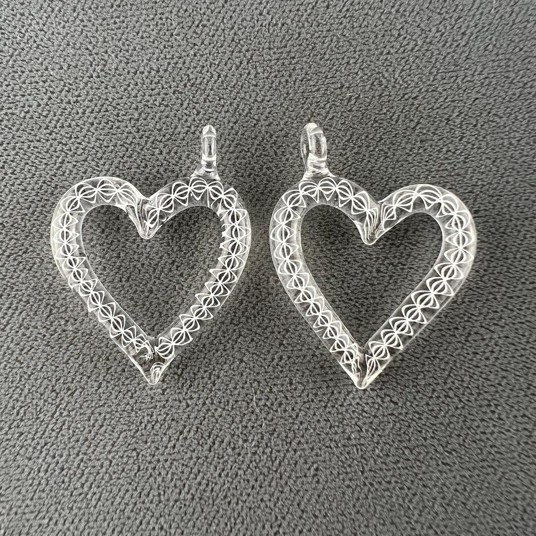 White Ballotini Open Hearts Pair for Earrings Lampwork Borosilicate ...