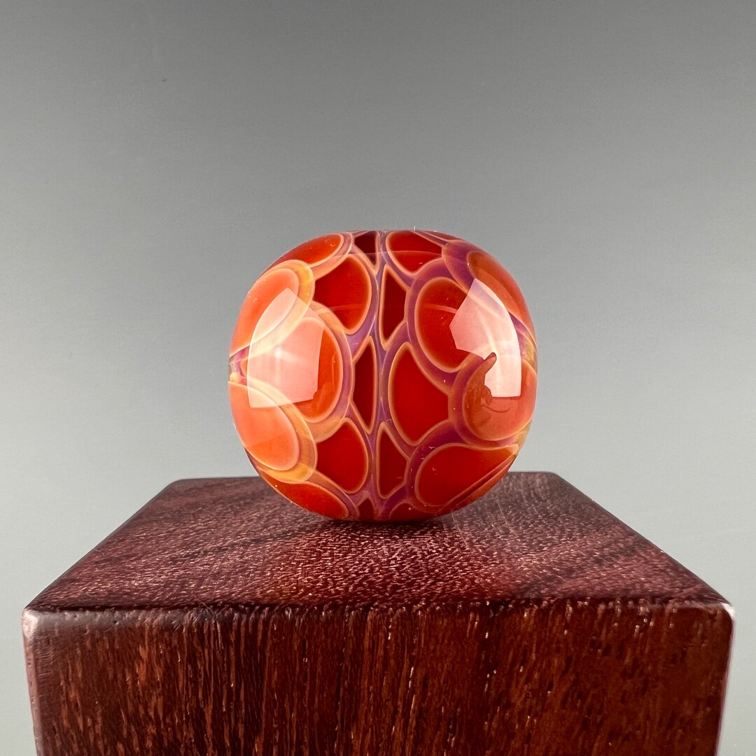 AP Ruby Scale Barrel Lampwork Hollow Blown Boro Focal Bead by Beau ...