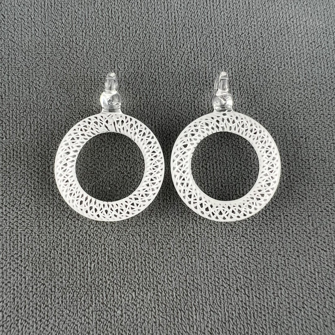 White Latticino Helix Hoops Pair for Earrings Lampwork Borosilicate Glass by Beau Barrett - Etsy