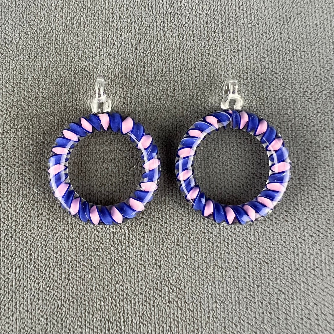 Purple/pink Ribbon Hoops - Pair for Earrings - Lampwork Borosilicate Glass by Beau Barrett - Etsy