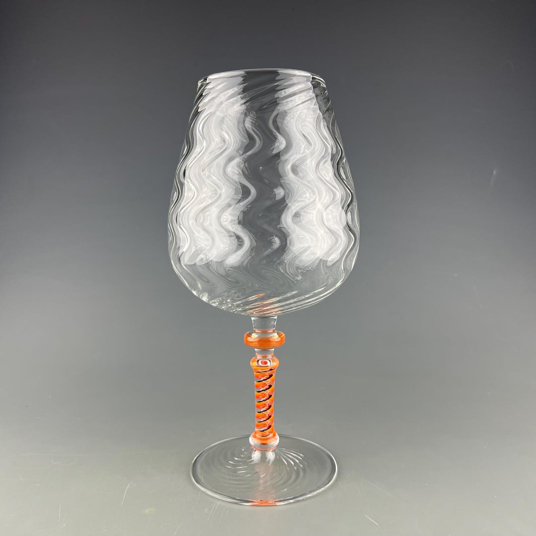 Fire Helix Optic Wigwag - Flameworked Borosilicate Wine Glass by Beau ...