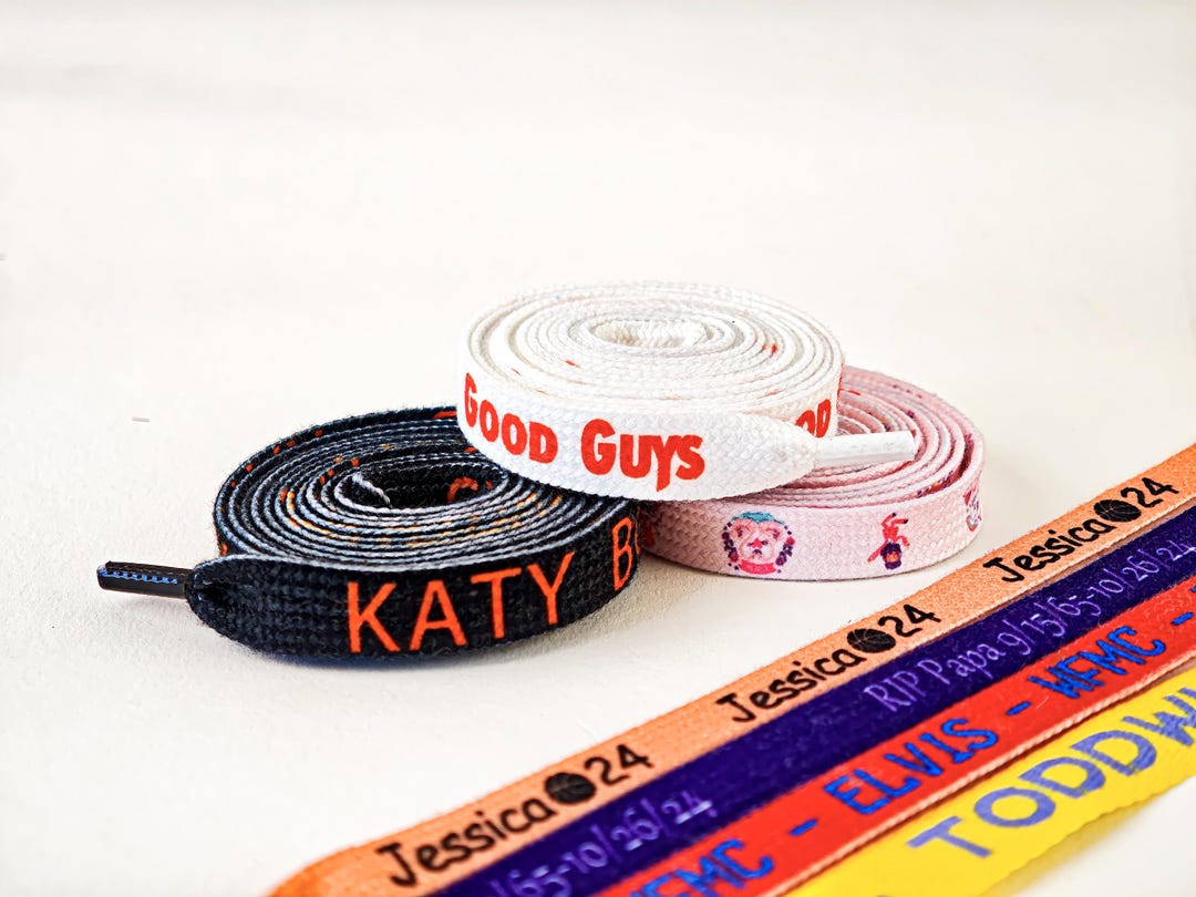 Personalized Text Shoelaces | Custom Flat Text Shoelaces | Logo ...
