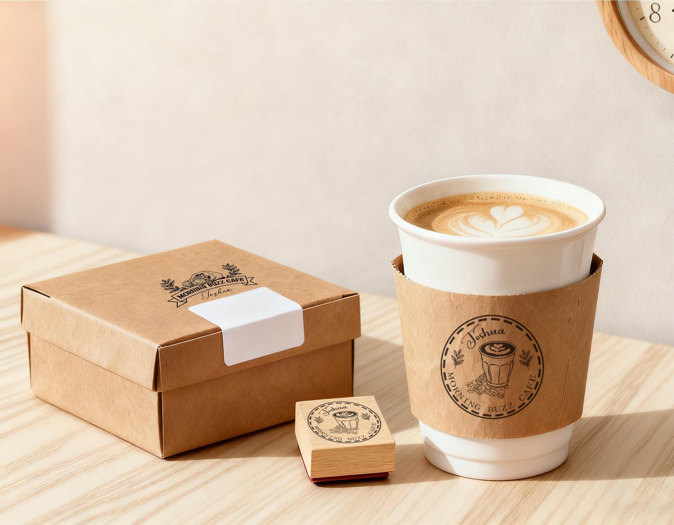 Custom Coffee Paper Cup Stamp, Personalized Barista Coffee Sleeve Stamp ...