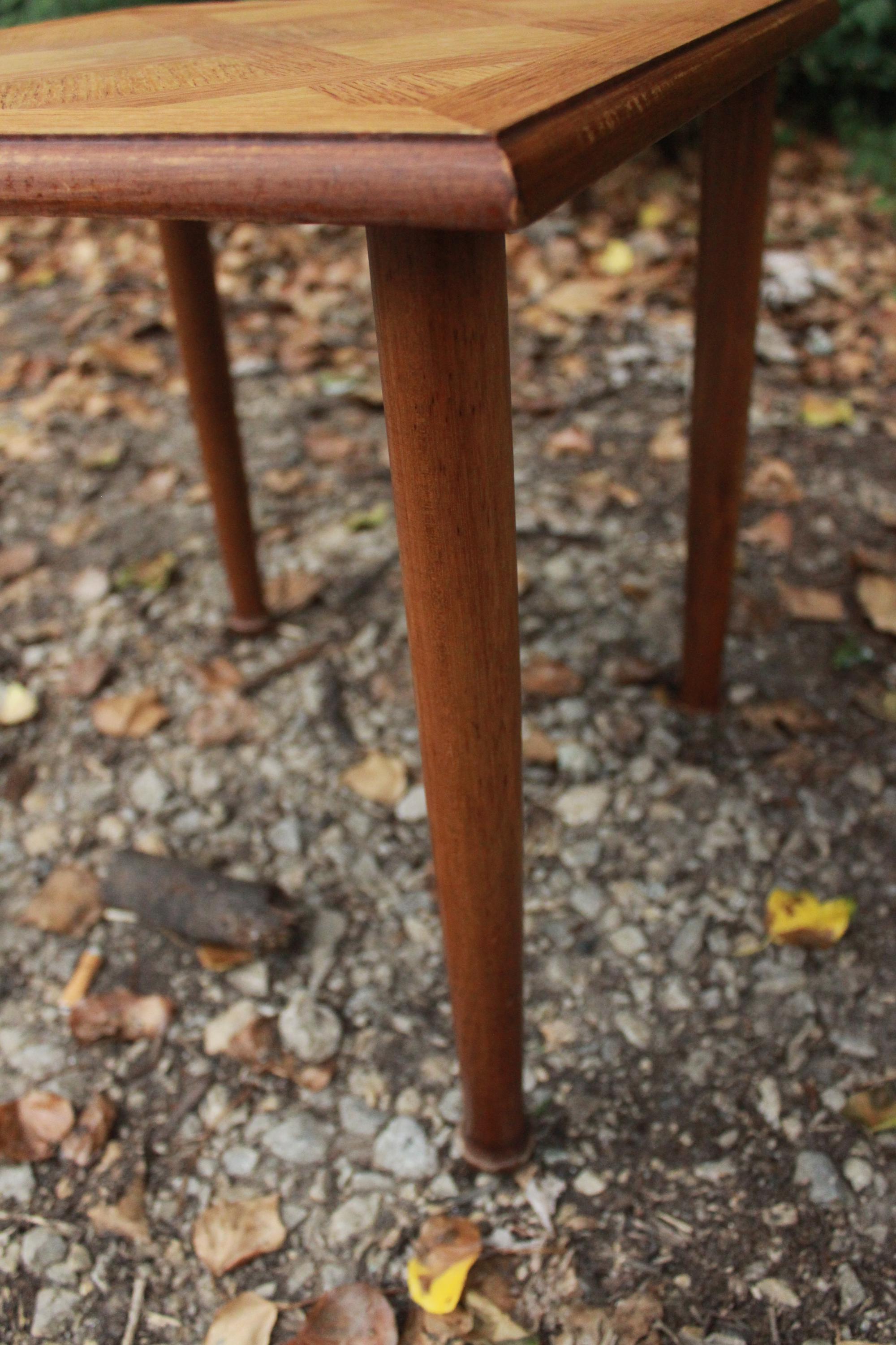 Oak Inlay Side Table Wood Plant Stand Cross Hatch Inlay Pattern - Etsy