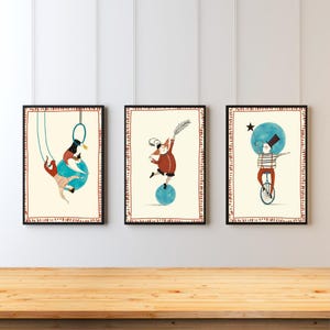 Vintage Circus Acrobat Art Print: Whimsical Nursery Decor (digital ...