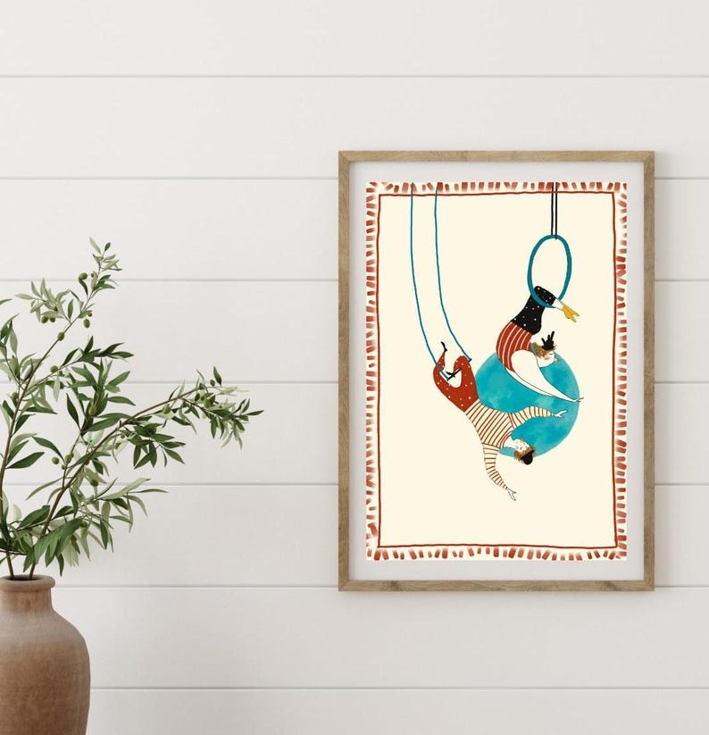 Vintage Circus Acrobat Art Print: Whimsical Nursery Decor (digital ...