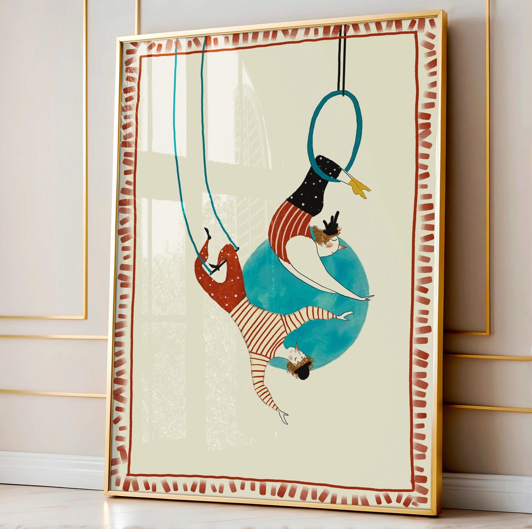 Vintage Circus Acrobat Art Print: Whimsical Nursery Decor (digital ...