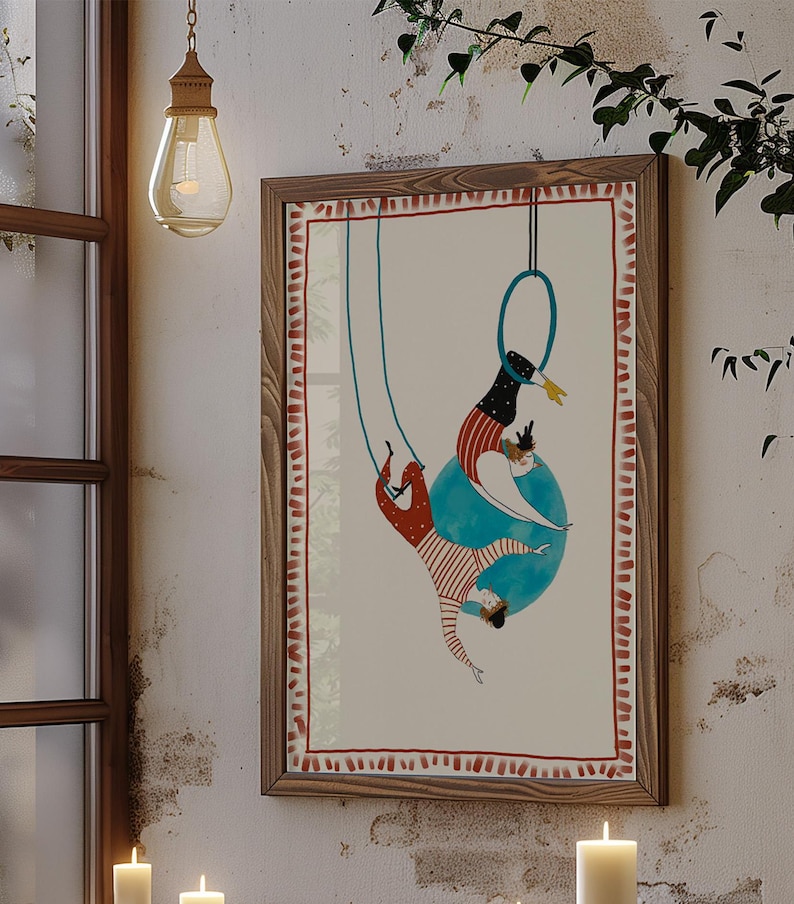 Vintage Circus Acrobat Art Print: Whimsical Nursery Decor (digital ...