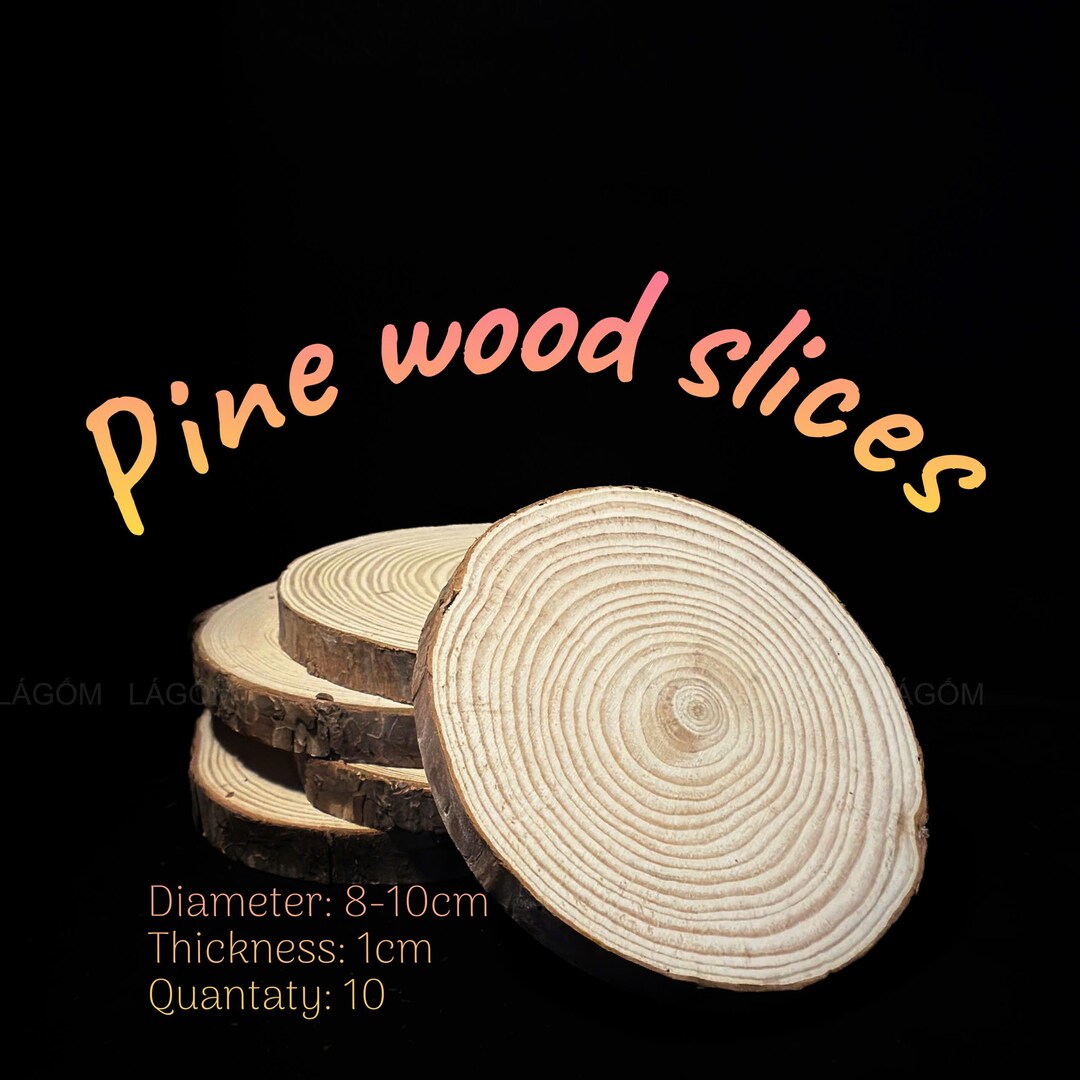 10 Pine Tree Wood Slices, 8-10 Cm Wood Slices, Craft Branch Slices ...