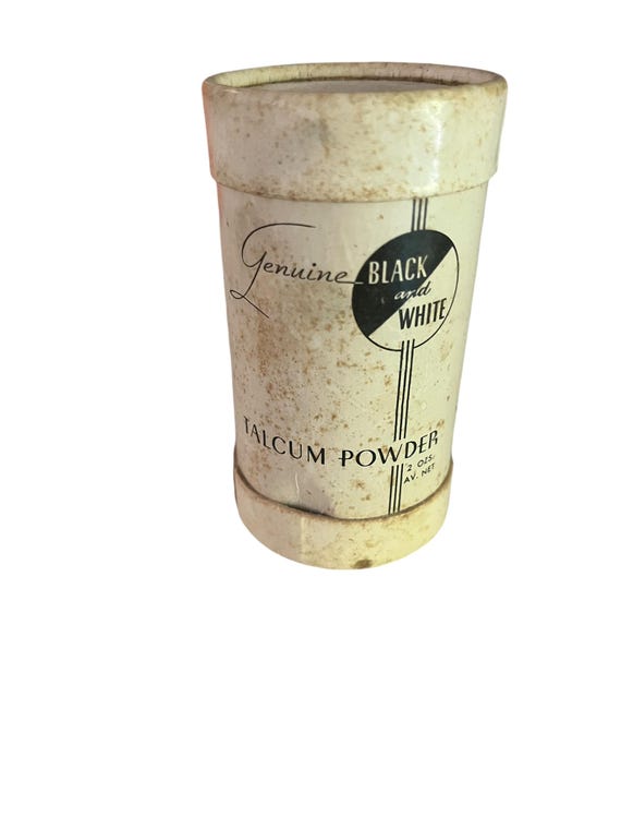 RARE Vintage Genuine Black and White Talcum Powder- V… - Gem