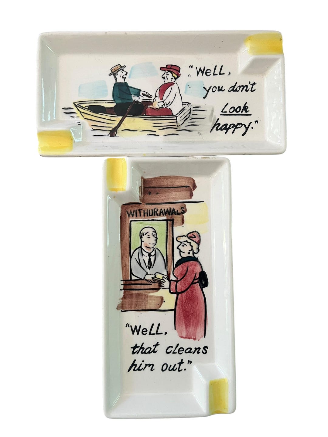 Vintage 1950s Comic Ashtrays Set: Humorous Cartoon Trinket Dishes - Etsy