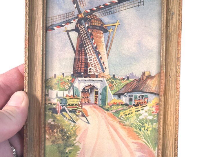 Vintage Dutch Windmill Cottage Wall Art Print Reliance Frame 5 X 7 - Etsy