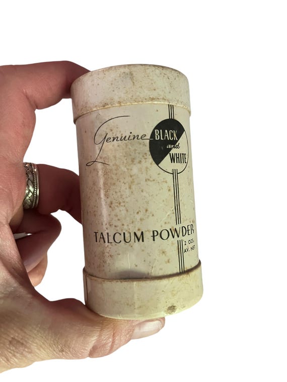 RARE Vintage Genuine Black and White Talcum Powder- V… - Gem