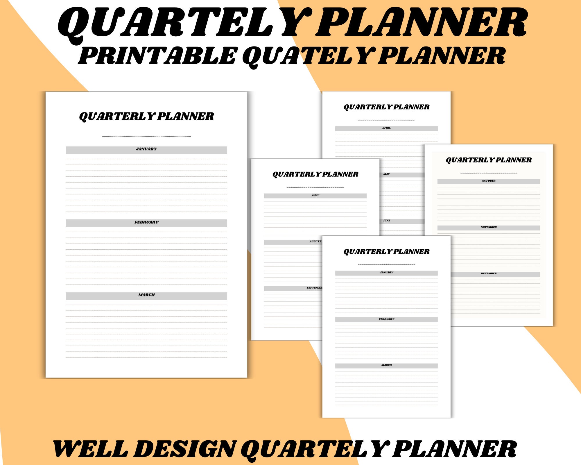 Quarterly Planner | A4, US Letter Printable Inserts | 3 Month Goal ...