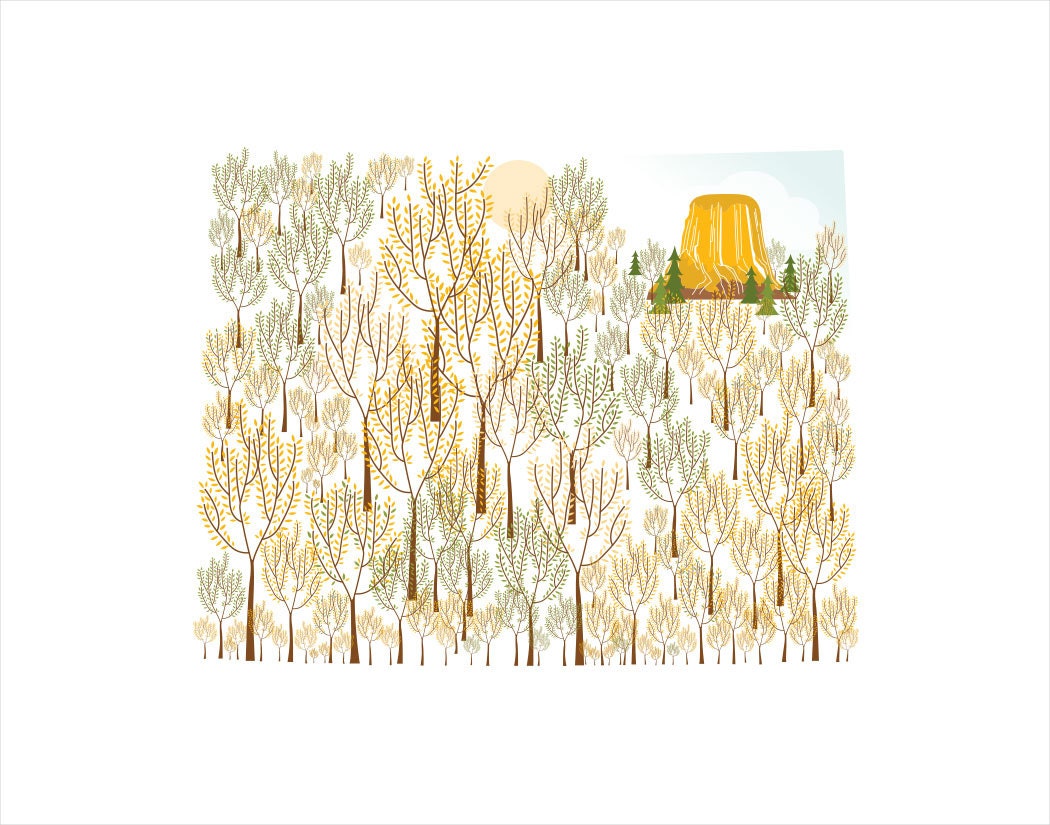 Wyoming State Tree Print - Etsy