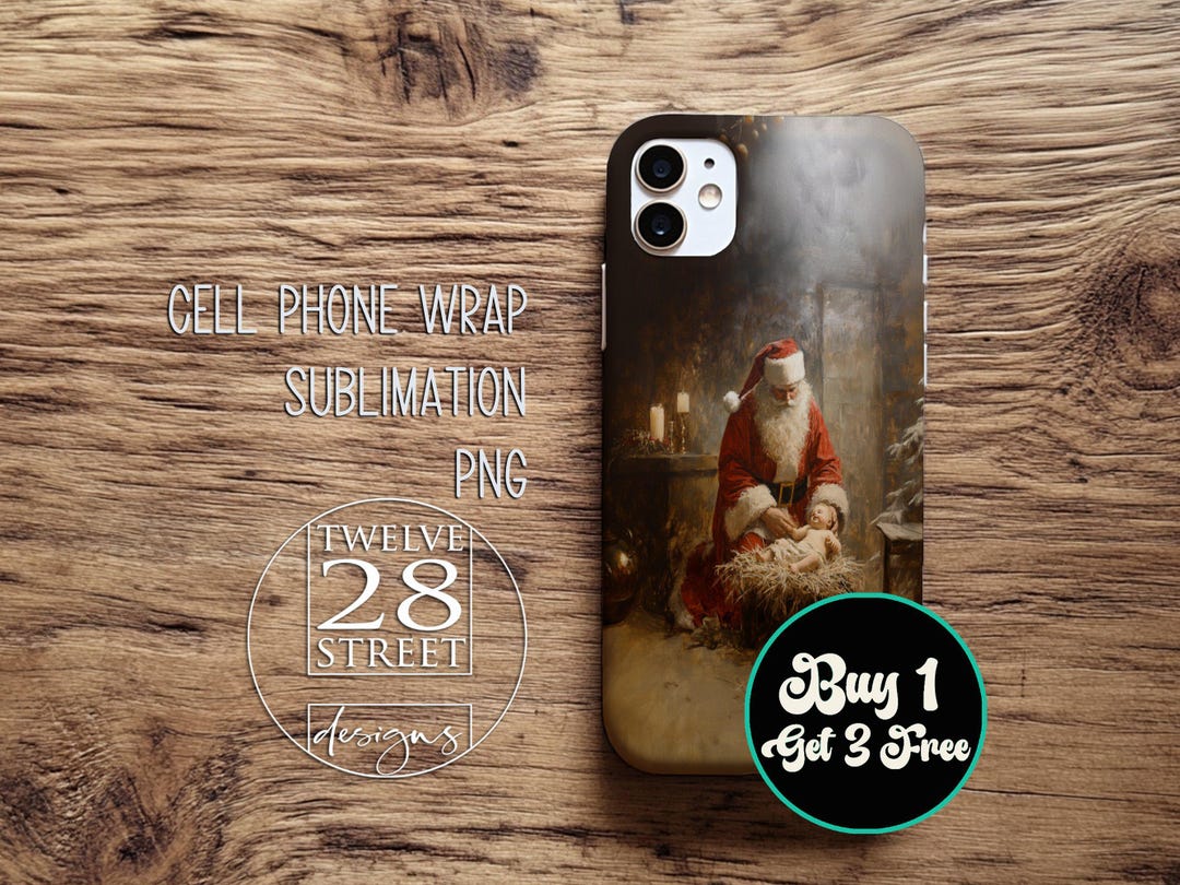 Christian Santa and Christ Child Cell Phone Wrap Sublimation PNG ...
