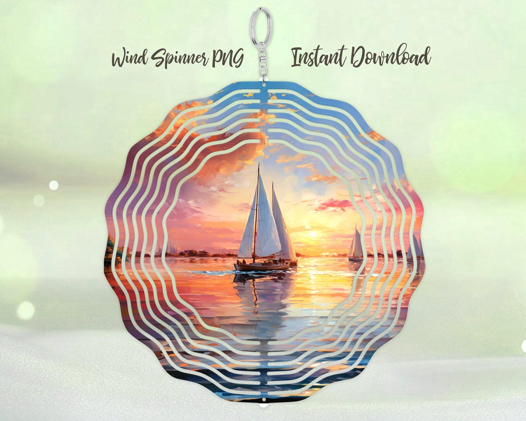 Sailboat Wind Spinner PNG, Colorful Wind Spinner Sublimation Design ...