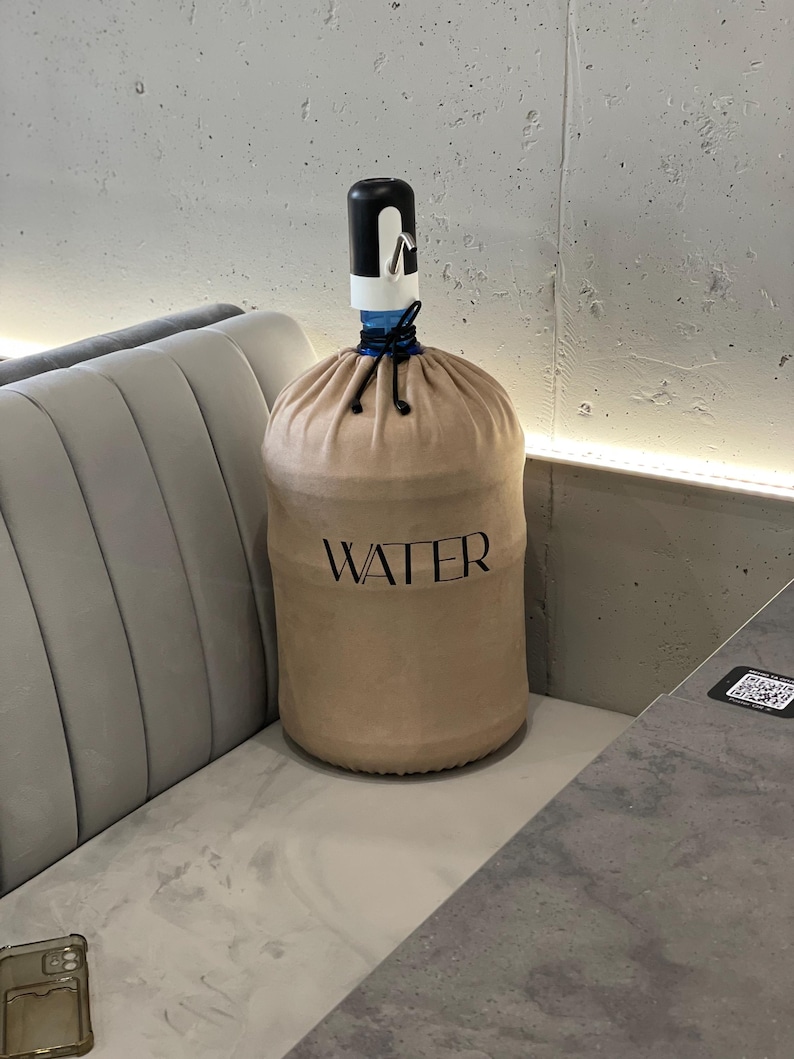 Beige Printed Fabric Water Bottle Cover. 5gal Top Spout Bottle Cover. 5 ...