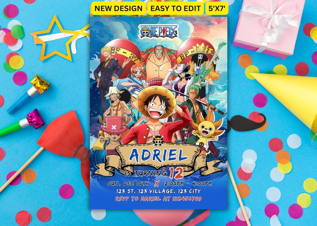Editable One Piece Theme Invitation, One Piece Invitation Editable ...