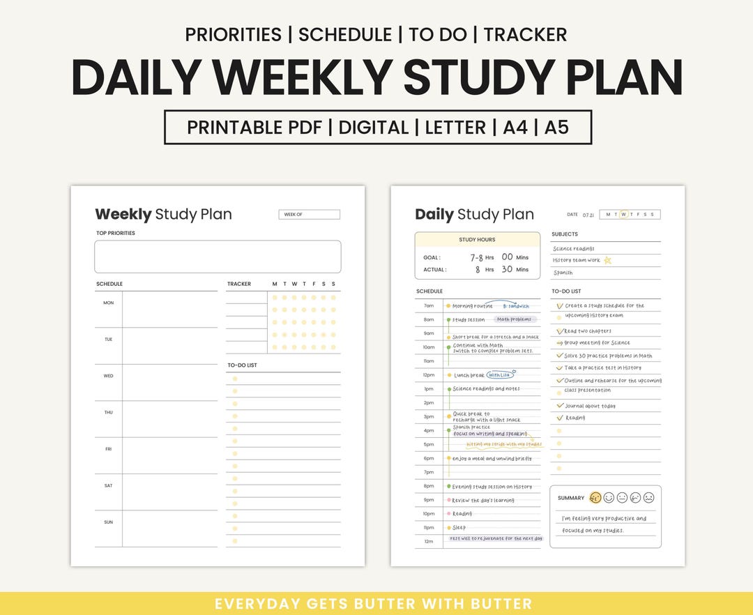 Planner College Student Planner Study Planner Daily Planner Weekly ...