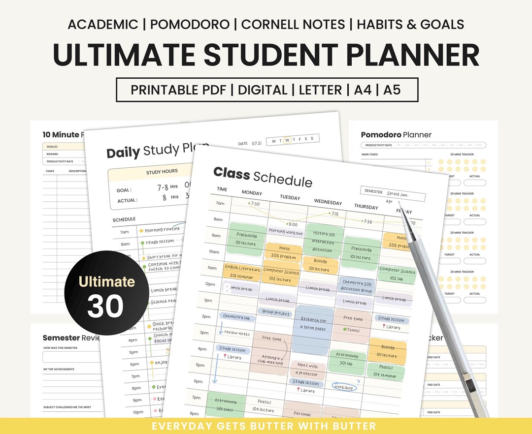 Student Planner Digital Study Planner Printable College Planner Student ...