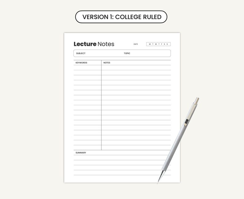 Cornell Notes Printable Cornell Notes Template Cornell Method Cornell ...
