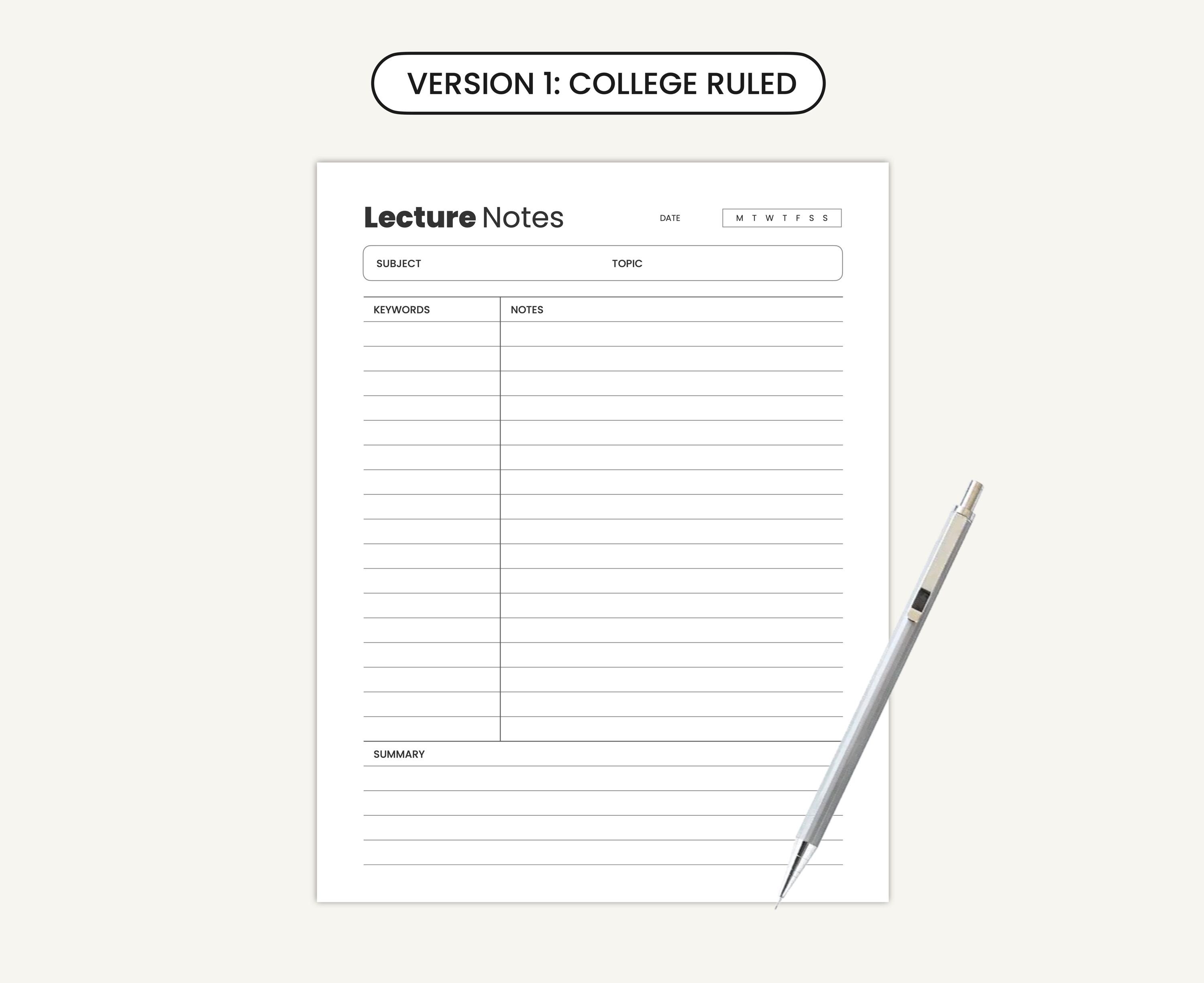 Cornell Notes Printable Cornell Notes Template Cornell Method Cornell ...