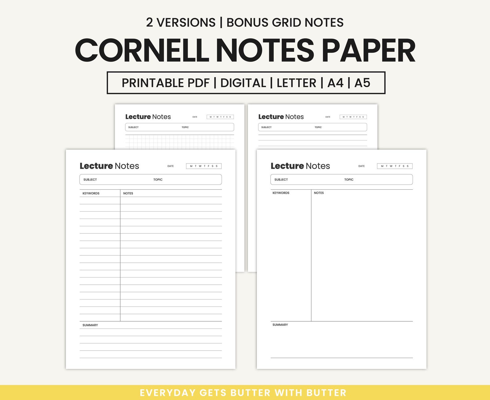 Cornell Notes Printable Cornell Notes Template Cornell Method Cornell ...