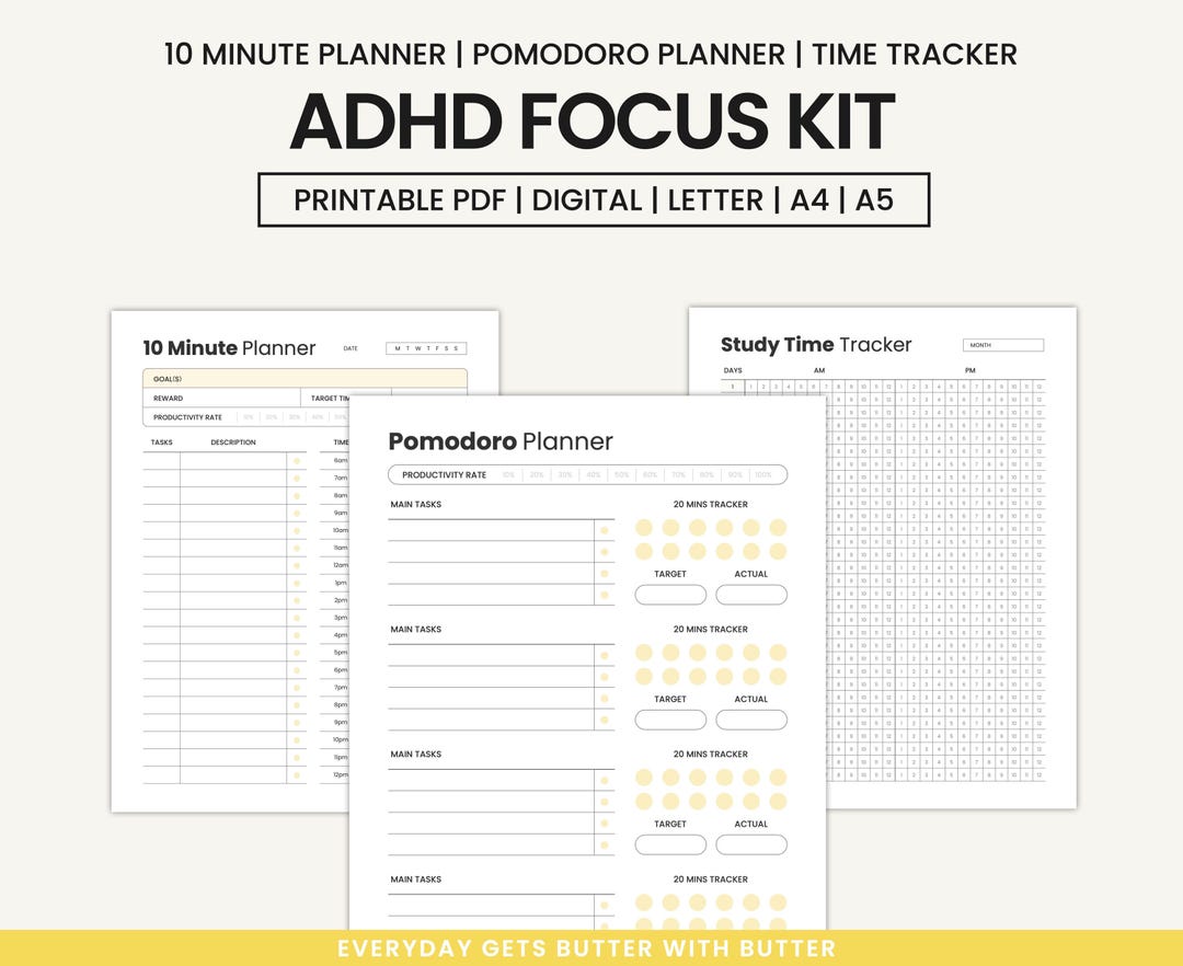 Planner ADHD Planner Focus Planner Pomodoro Planner Student Planner ...