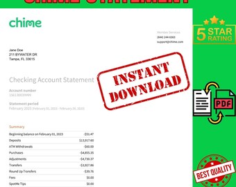 3 Month's Custom Chime Statement Template Personalized Digital Download ...