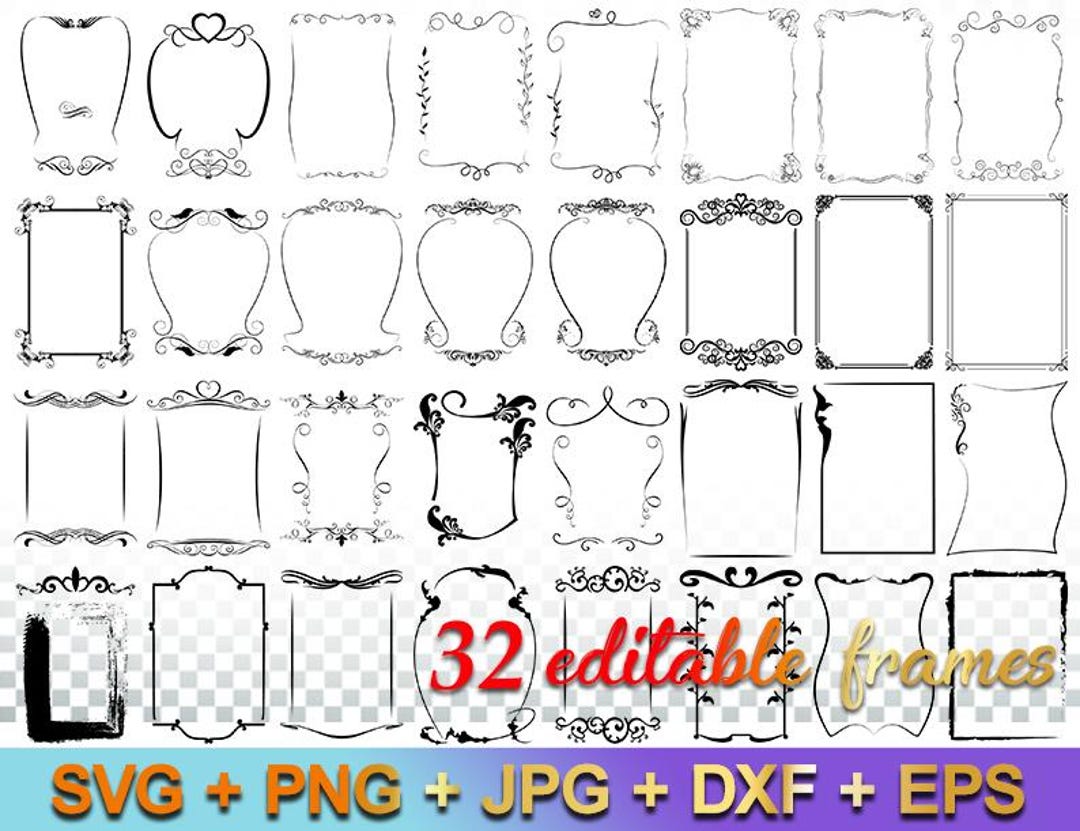 32 Frames Clipart, Frames Silhouette, No Background, Instant Download ...