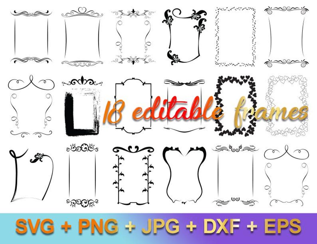 Rectangle Frame Bundle, Vector Design Borders, 18 Picture Frame Svg ...